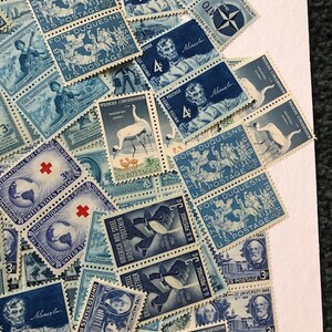 100 Unused VINTAGE BLUE Stamps Vintage Unused Postage US Stamps Shades ...