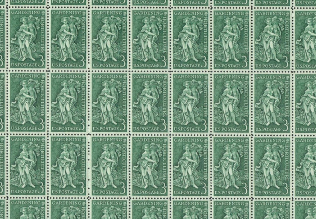 80 Green Gardening Vintage Stamps, 1958 US Postage, Mint Green Weddings ...