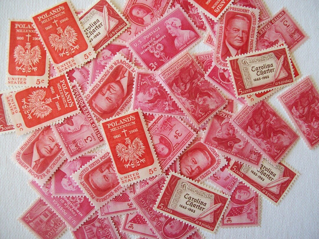 16 RED US POSTAGE Stamps Vintage Unused Mint Post Office Fresh Unused ...
