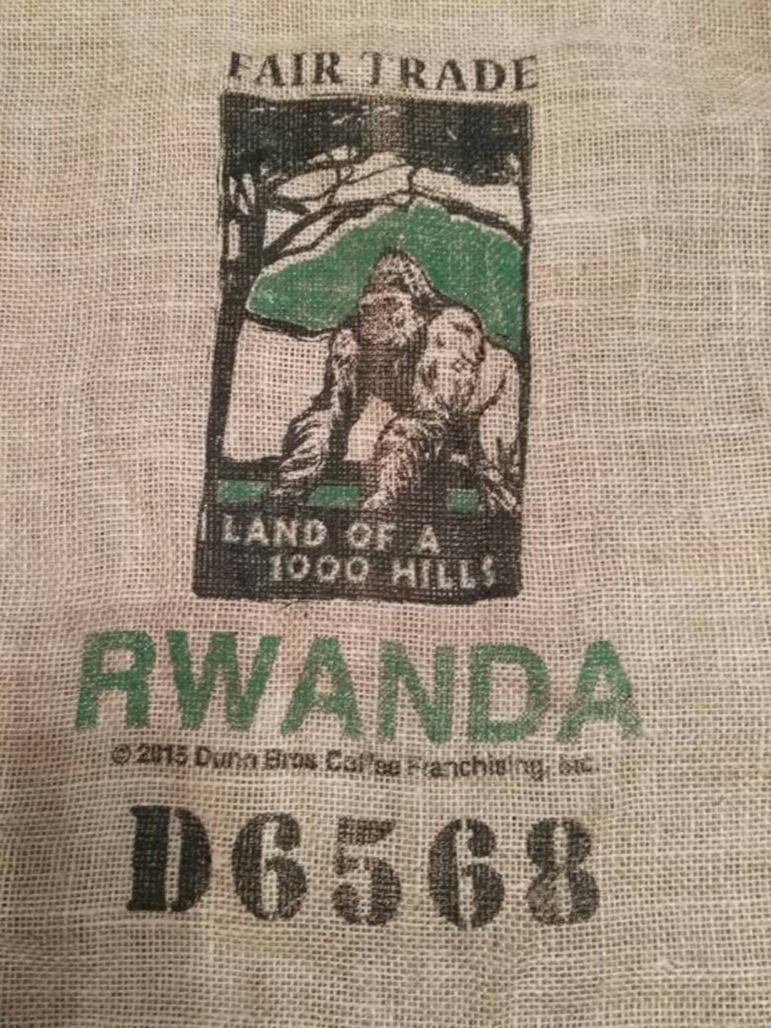 Burlap Coffee Bag / Rwanda / Gorilla / Fair Trade / Home Decor / Wall ...