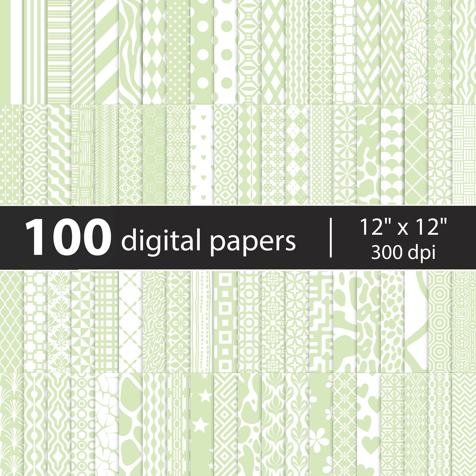 Lime Cream Digital Paper Pack 100 Files Printable Background Bundle ...