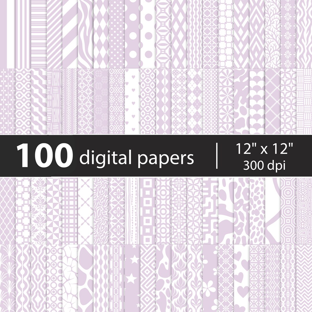 Dusty Light Lavender Digital Paper Pack 100 Files Printable Background ...