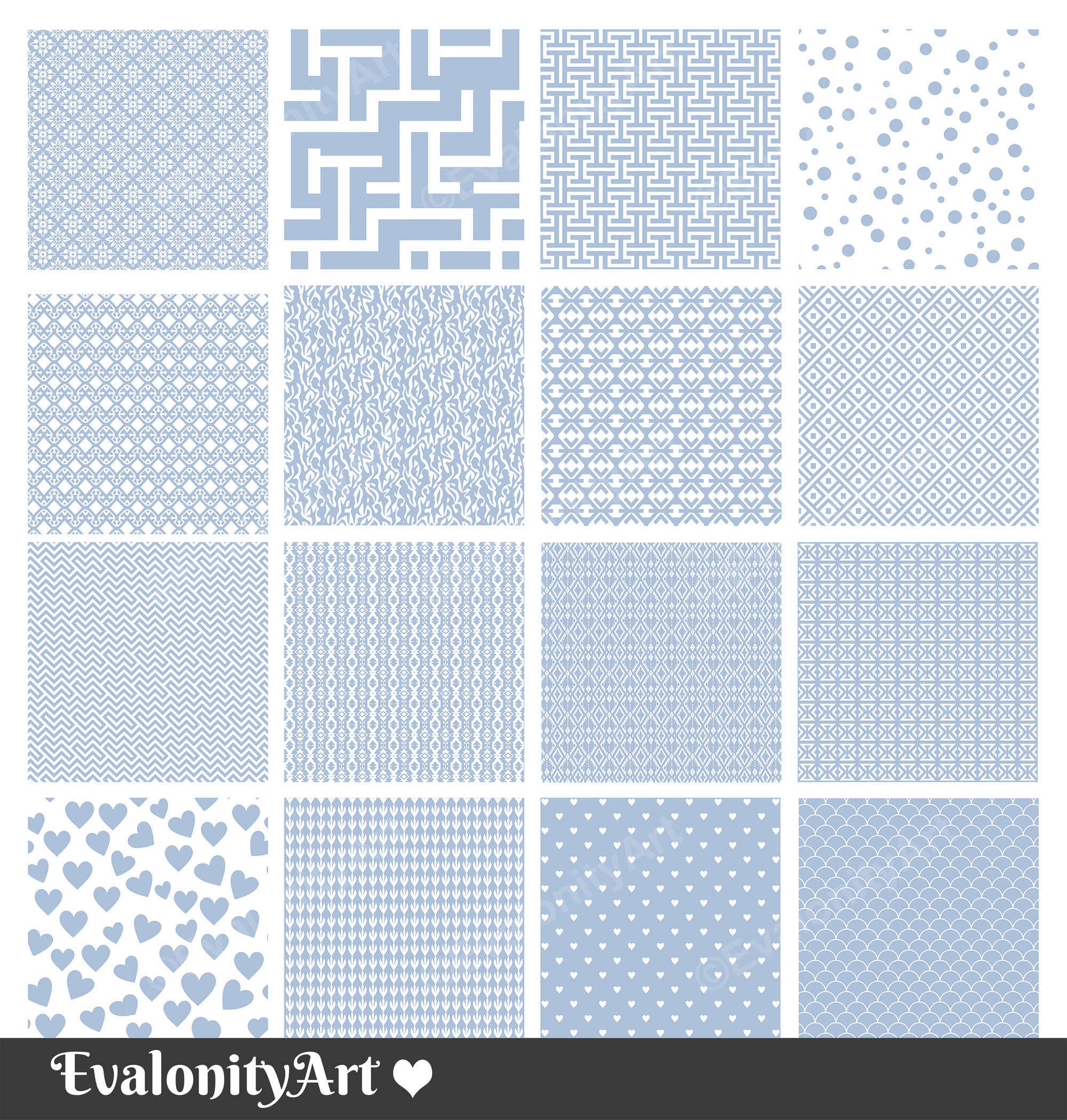 Dusty Blue Digital Paper Pack 100 Files Printable Background Bundle ...