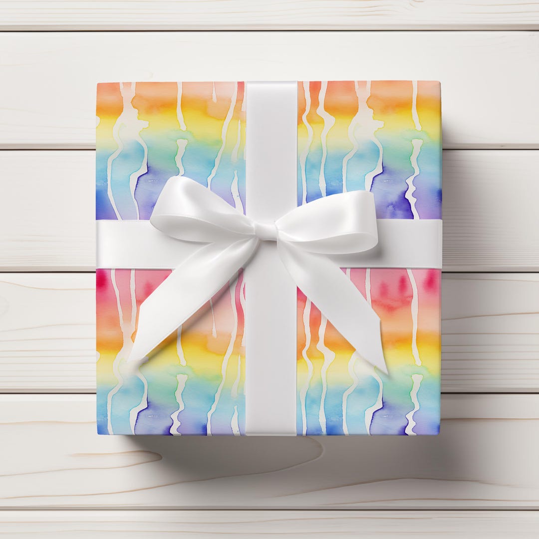 Vibrant Rainbow Watercolor Gift Wrap, Colorful Abstract Wrapping Paper ...