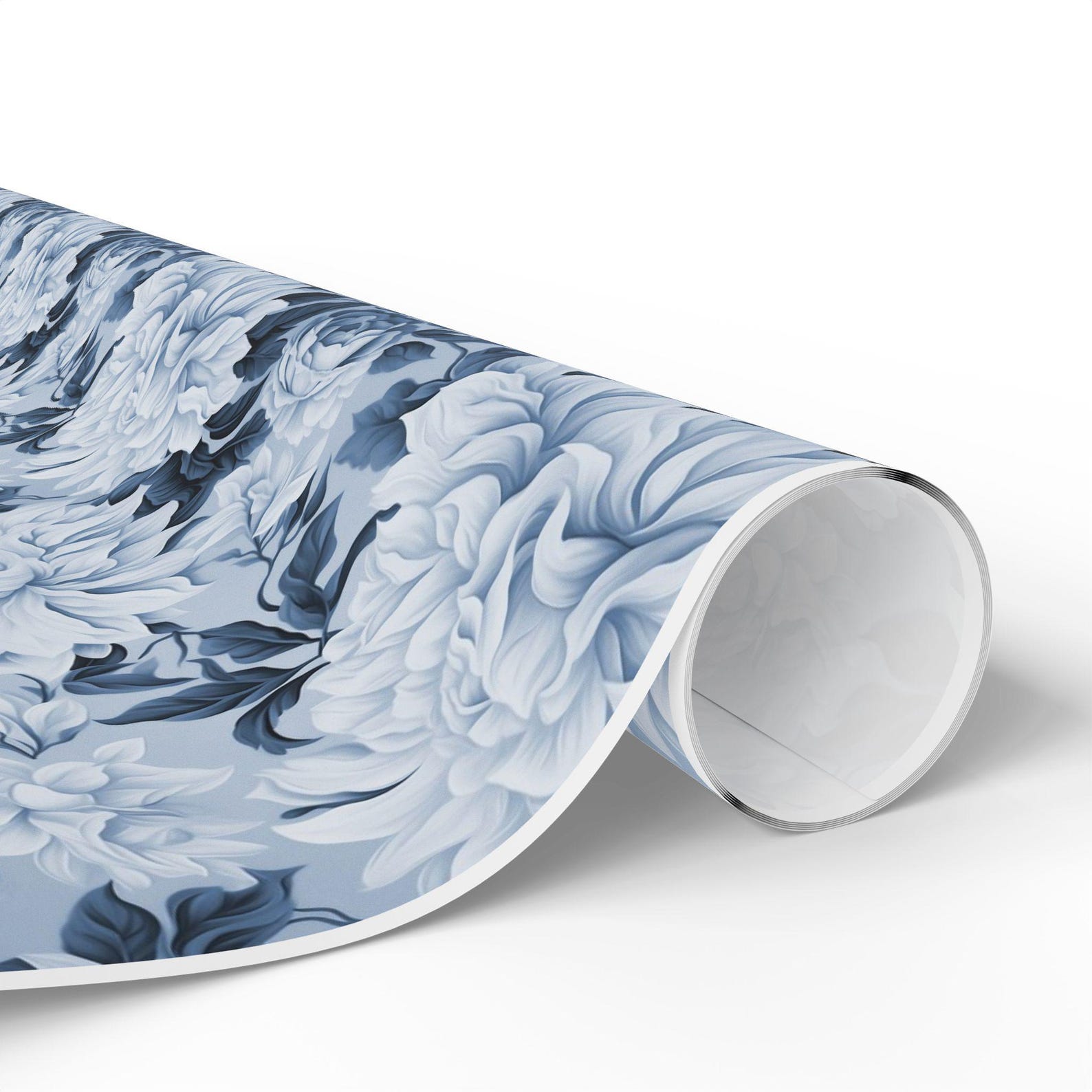 Dusty Blue Floral Wrapping Paper With Vintage-inspired Botanical ...