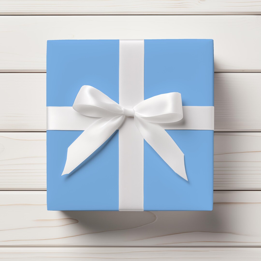 Sky Blue Wrapping Paper - Solid Baby Shower Gift Wrap, for Birthdays ...