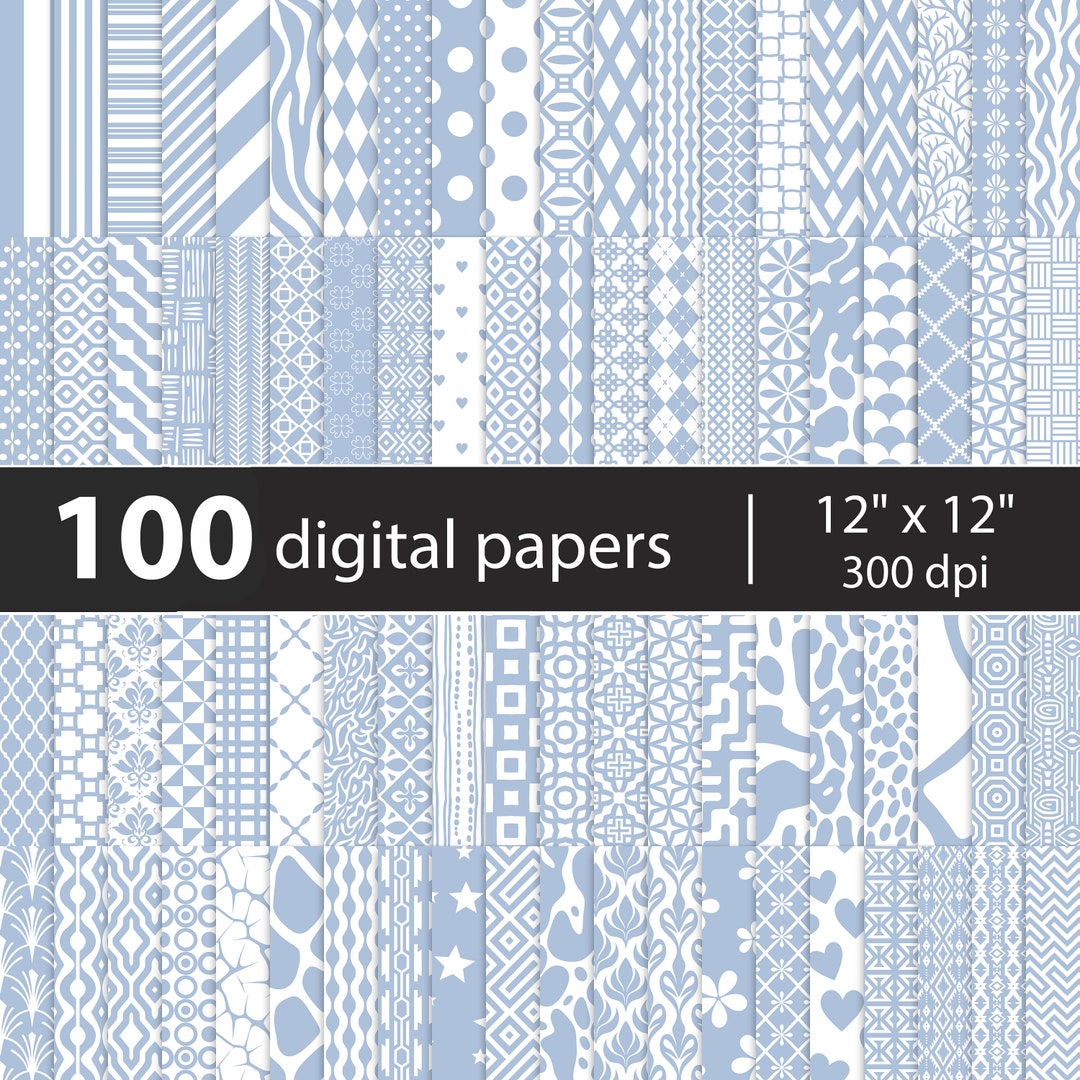 Dusty Blue Digital Paper Pack (100 Files) Printable Background Bundle ...