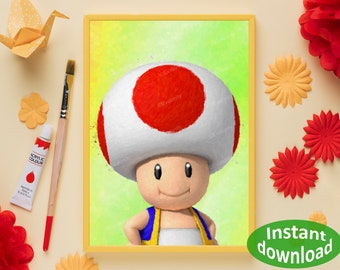 Mario Toad Print - Etsy