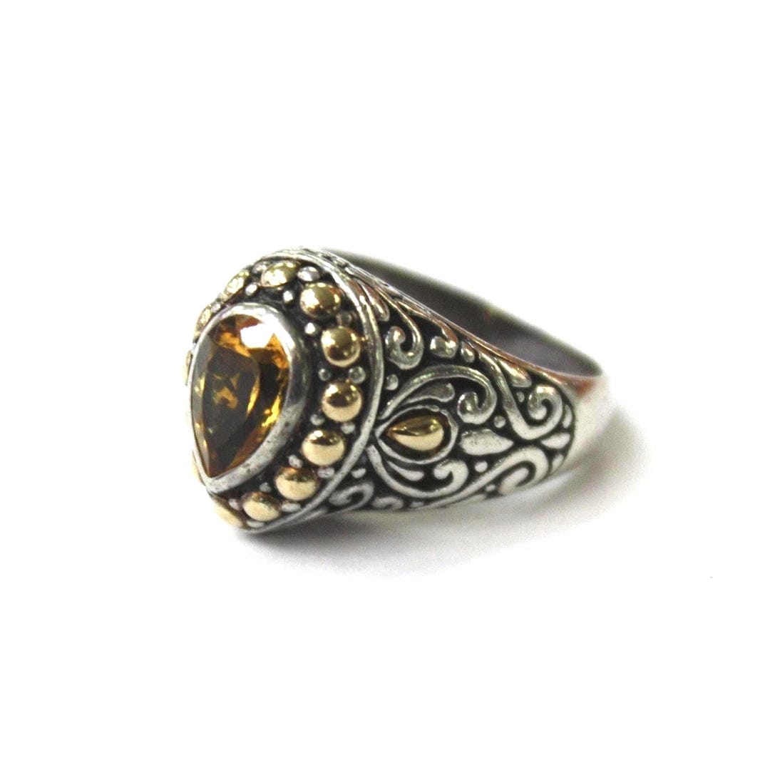 SAMUEL B BEHNAM Sterling Silver 18k Yellow Gold Yellow Topaz Ring ...