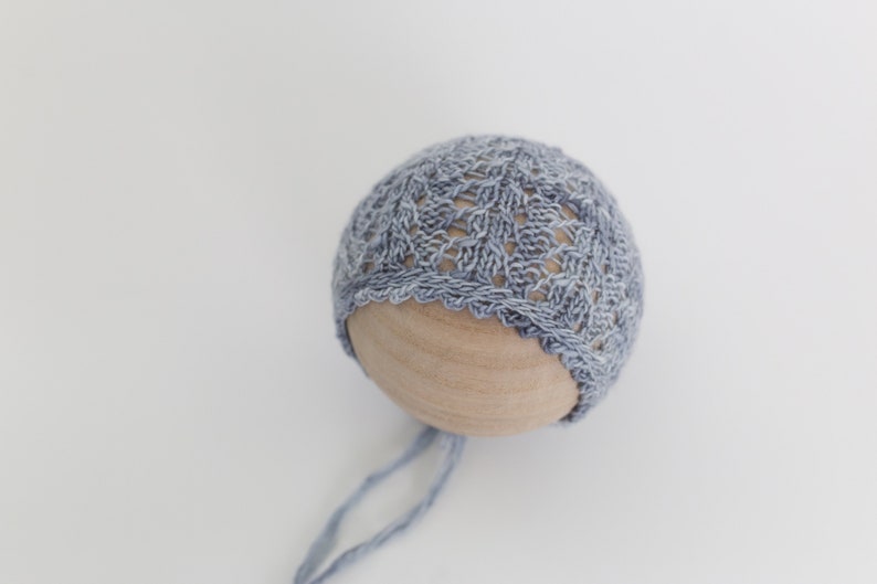 Knit Baby Bonnet Blue Baby Bonnet Newborn Photography - Etsy