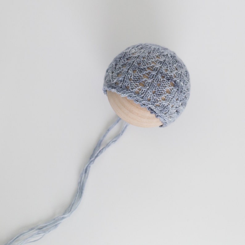 Knit Baby Bonnet Blue Baby Bonnet Newborn Photography - Etsy