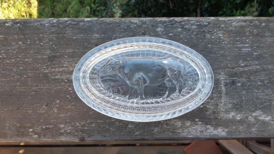 "cow" Butter Dish, Pressed Glass, 1950s - Etsy