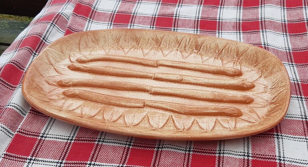 Large Glazed Terracotta Asparagus Dish Elchinger FRANCE Soufflenheim ...