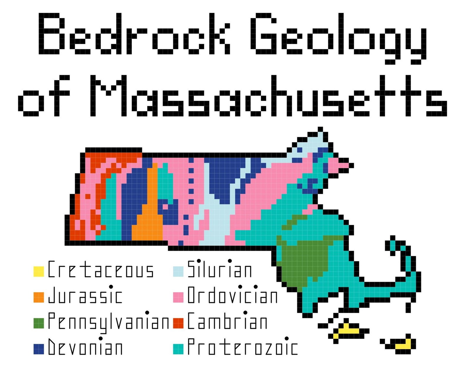 Massachusetts Bedrock Geology Cross Stitch PDF Pattern Download - Etsy