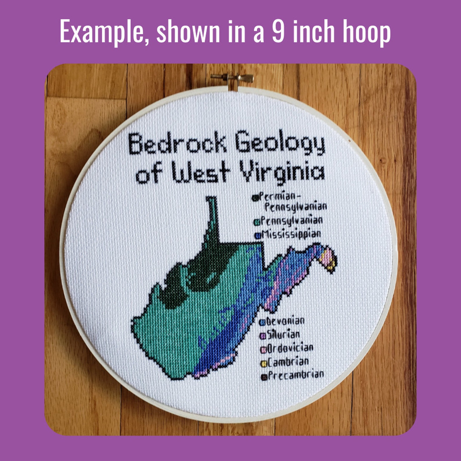 West Virginia Bedrock Geology Cross Stitch PDF Pattern Download - Etsy