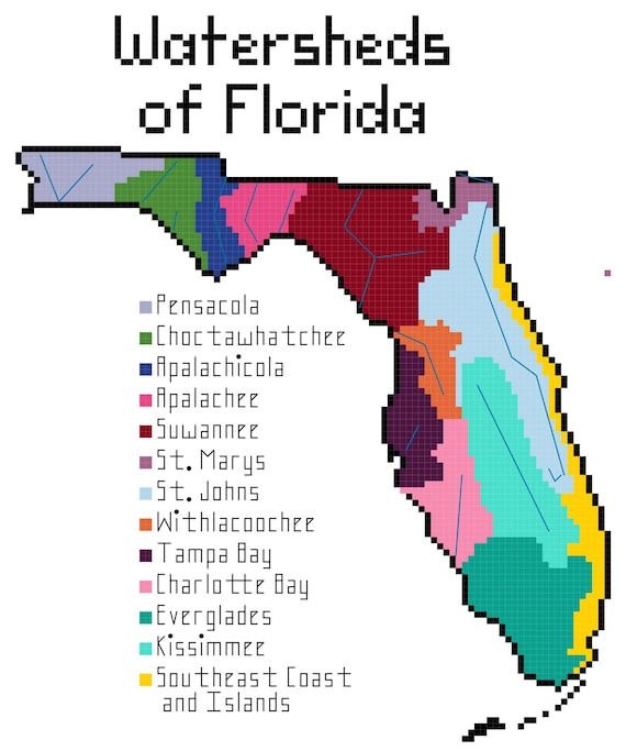Florida Watersheds Cross Stitch PDF Pattern Download - Etsy