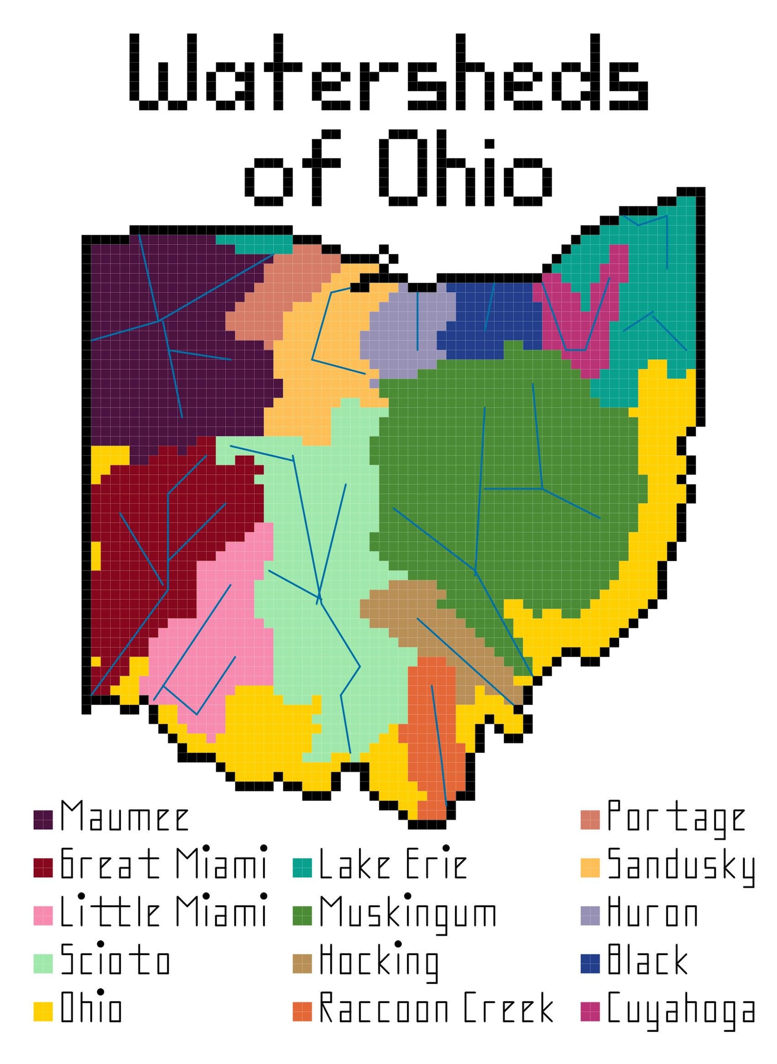 Ohio Watersheds Cross Stitch PDF Pattern Download - Etsy