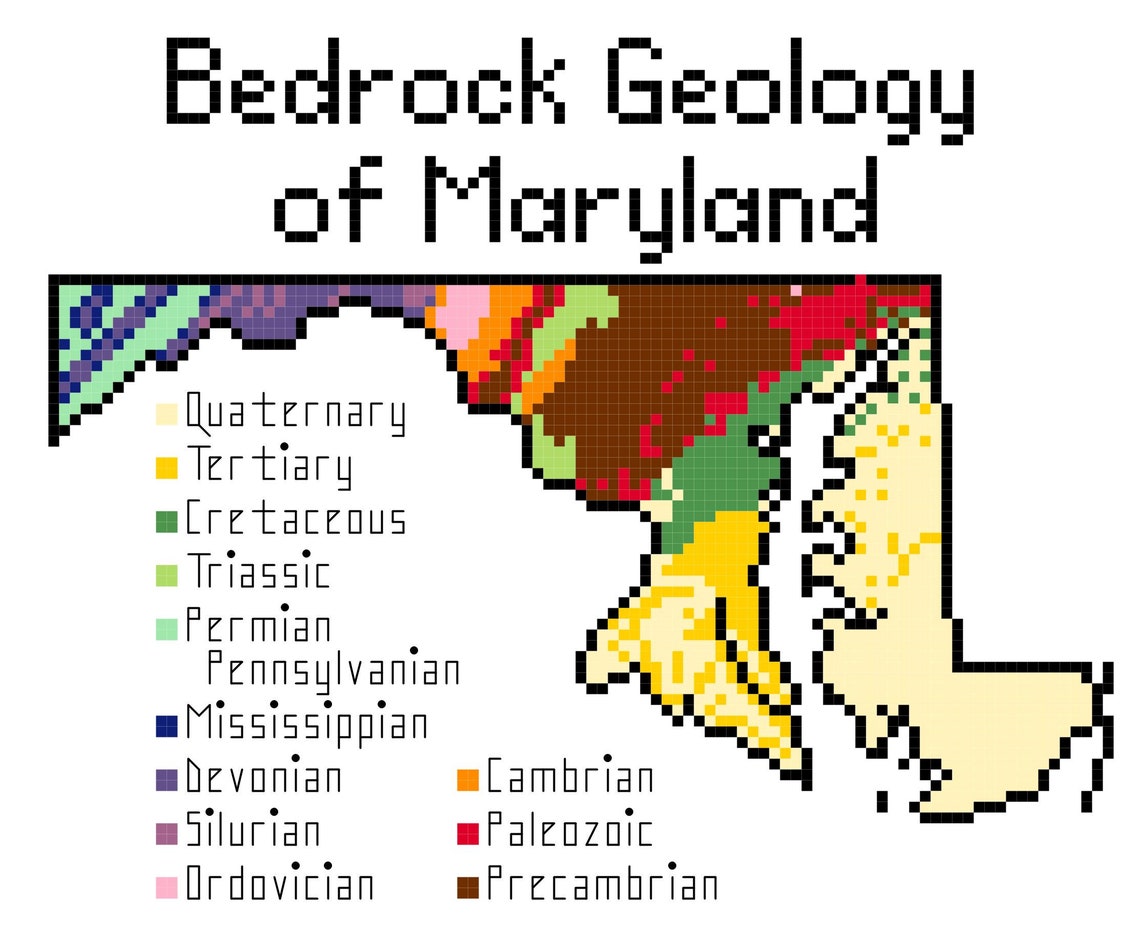 Maryland Bedrock Geology Cross Stitch PDF Pattern Download - Etsy