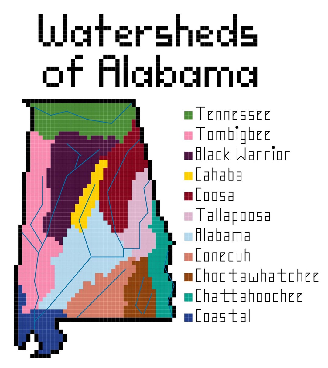 Alabama Watersheds Cross Stitch PDF Pattern Download - Etsy