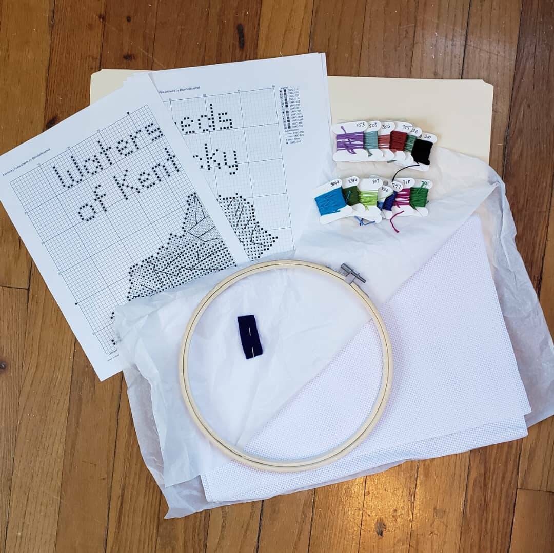 Kit: Materials for MAP Cross Stitch Pattern-- Floss, Fabric, and ...