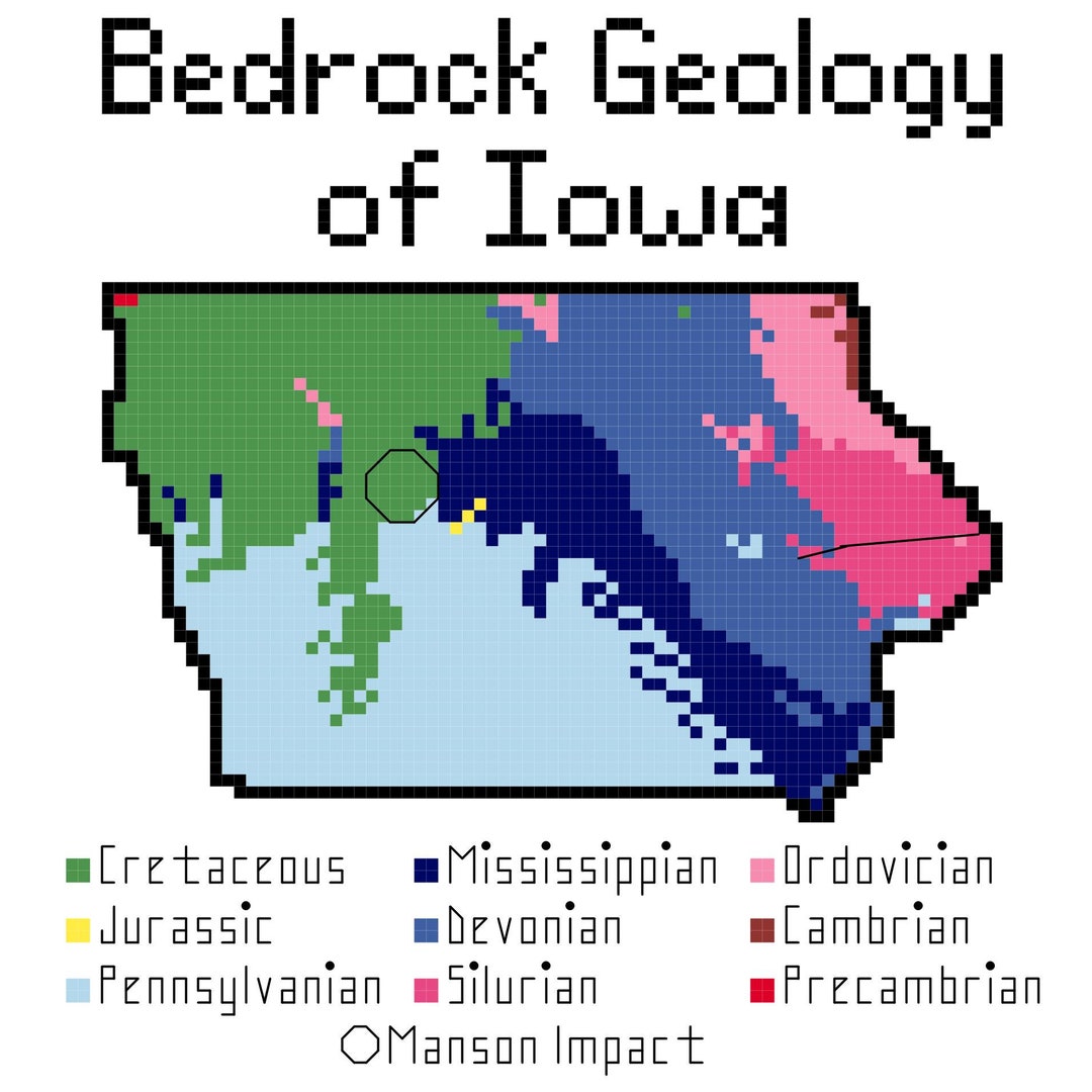 Iowa Bedrock Geology Cross Stitch PDF Pattern Download - Etsy