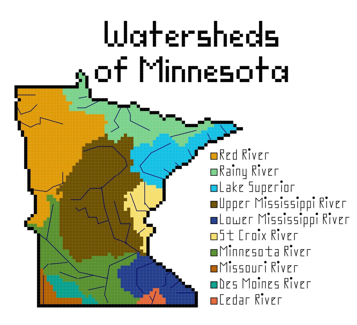 Minnesota Watersheds Cross Stitch PDF Pattern Download - Etsy