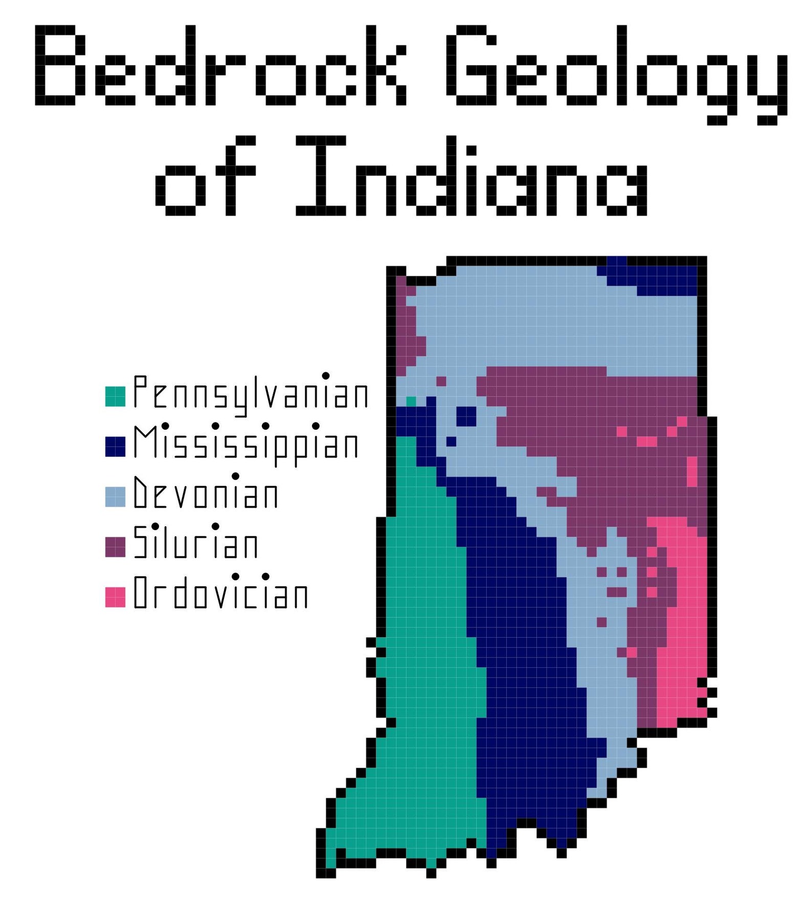 Indiana Bedrock Geology Cross Stitch PDF Pattern Download | Etsy