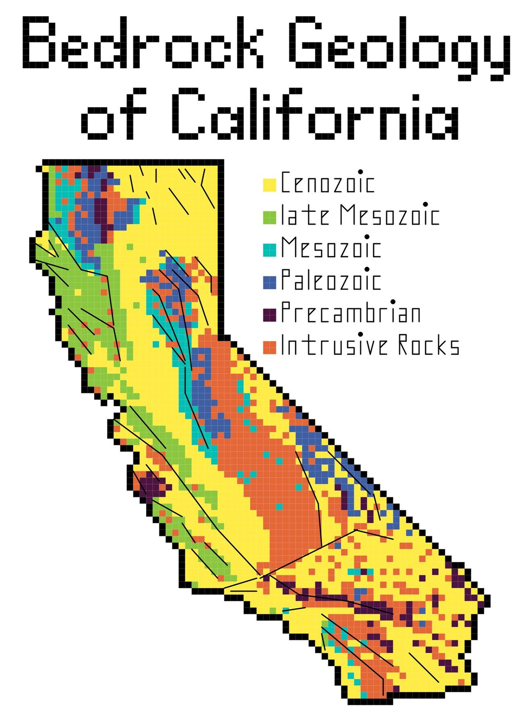California Bedrock Geology Cross Stitch PDF Pattern Download - Etsy