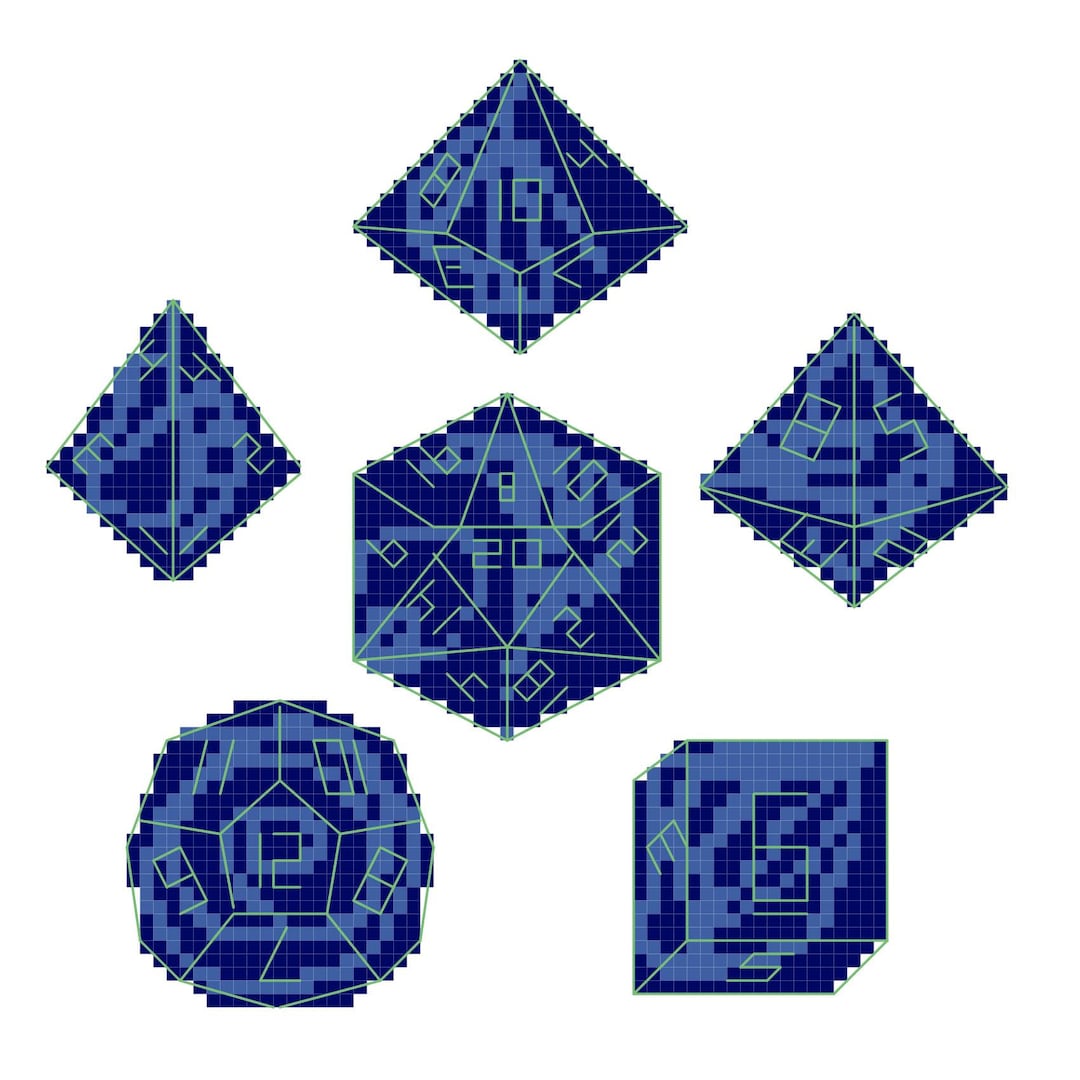 Set of RPG Dice Cross Stitch PDF Pattern Download - Etsy