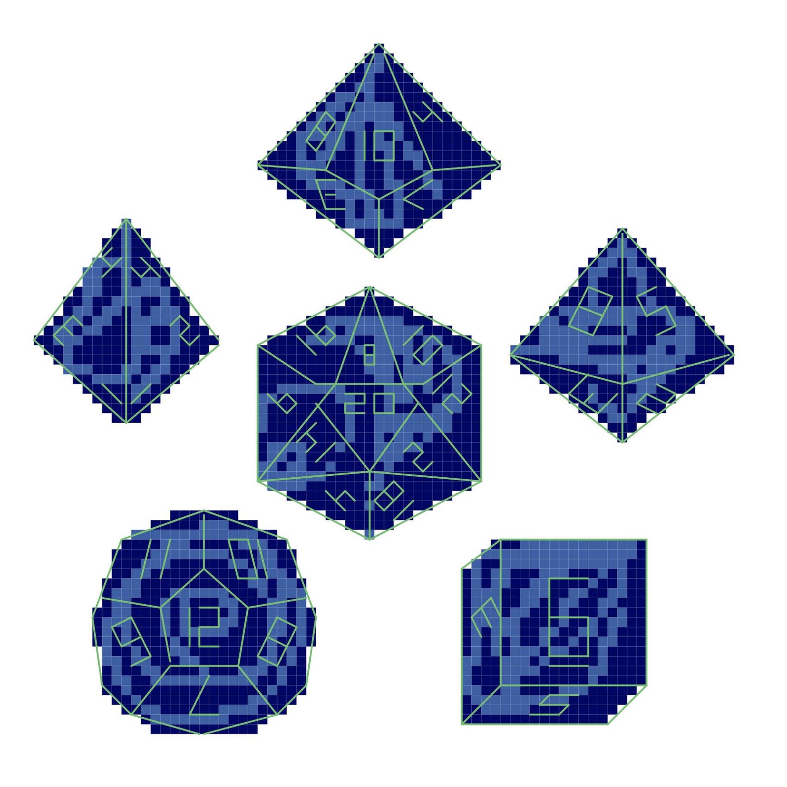 Set of RPG Dice Cross Stitch PDF Pattern Download - Etsy