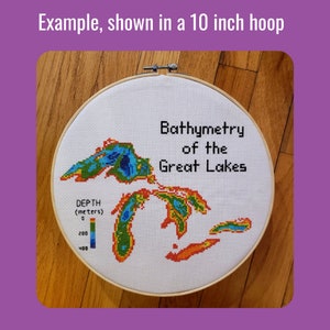 Great Lakes Bathymetry Cross Stitch PDF Pattern Download - Etsy
