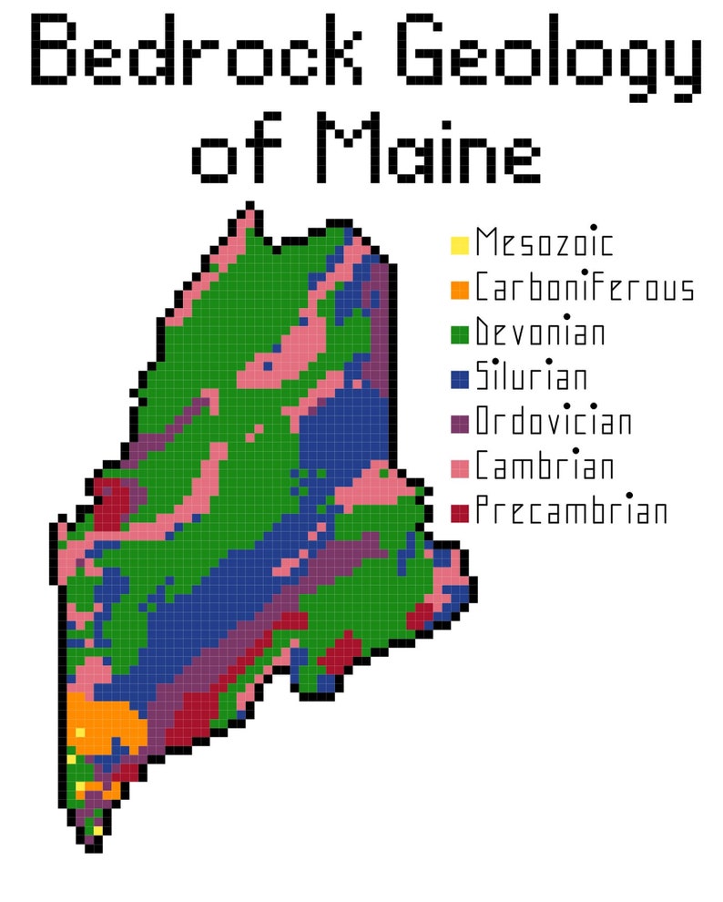 Maine Bedrock Geology Cross Stitch PDF Pattern Download - Etsy