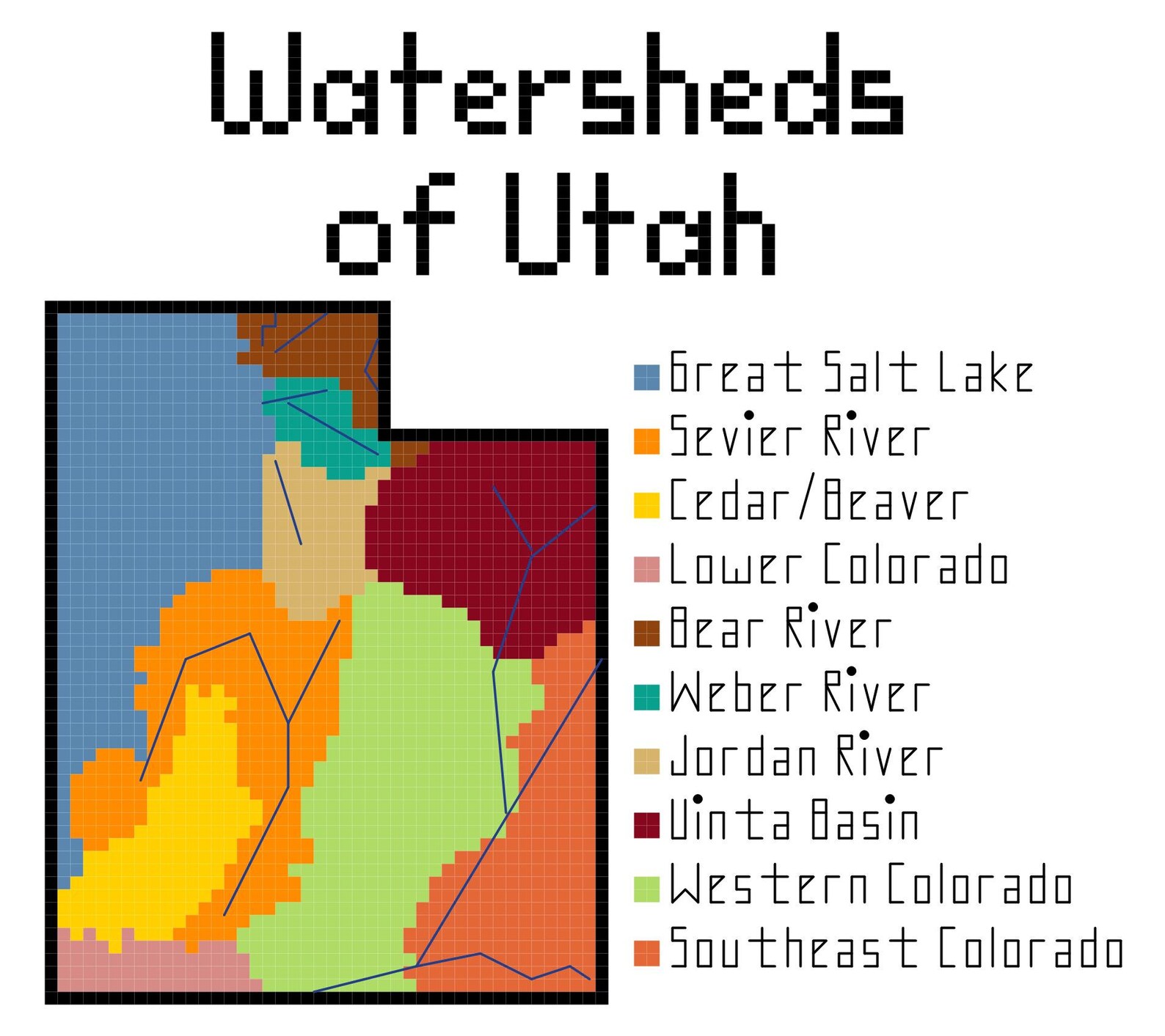 Utah Watersheds Cross Stitch PDF Pattern Download - Etsy