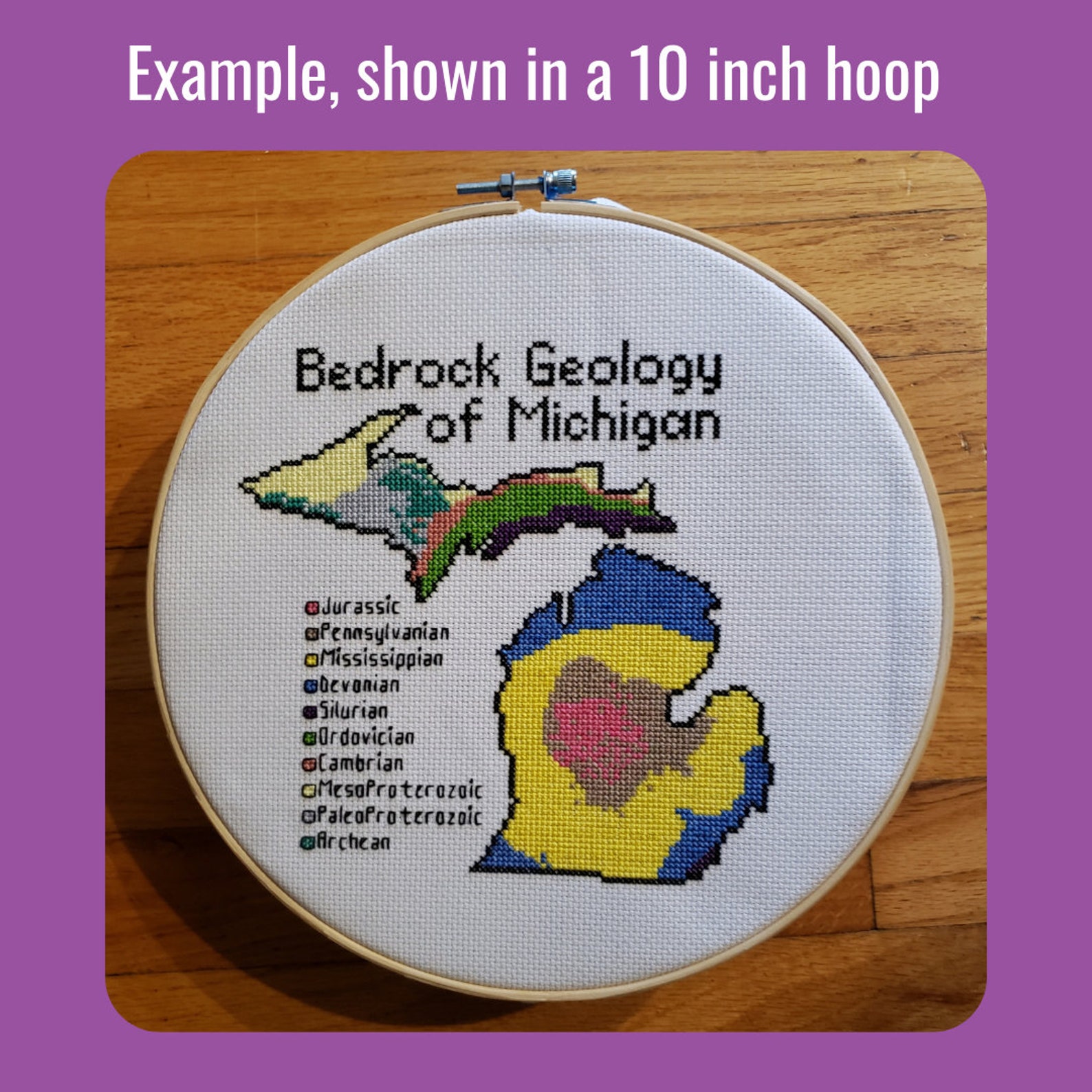 Michigan Bedrock Geology Cross Stitch PDF Pattern Download - Etsy