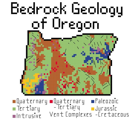 Oregon Bedrock Geology Cross Stitch PDF Pattern Download - Etsy