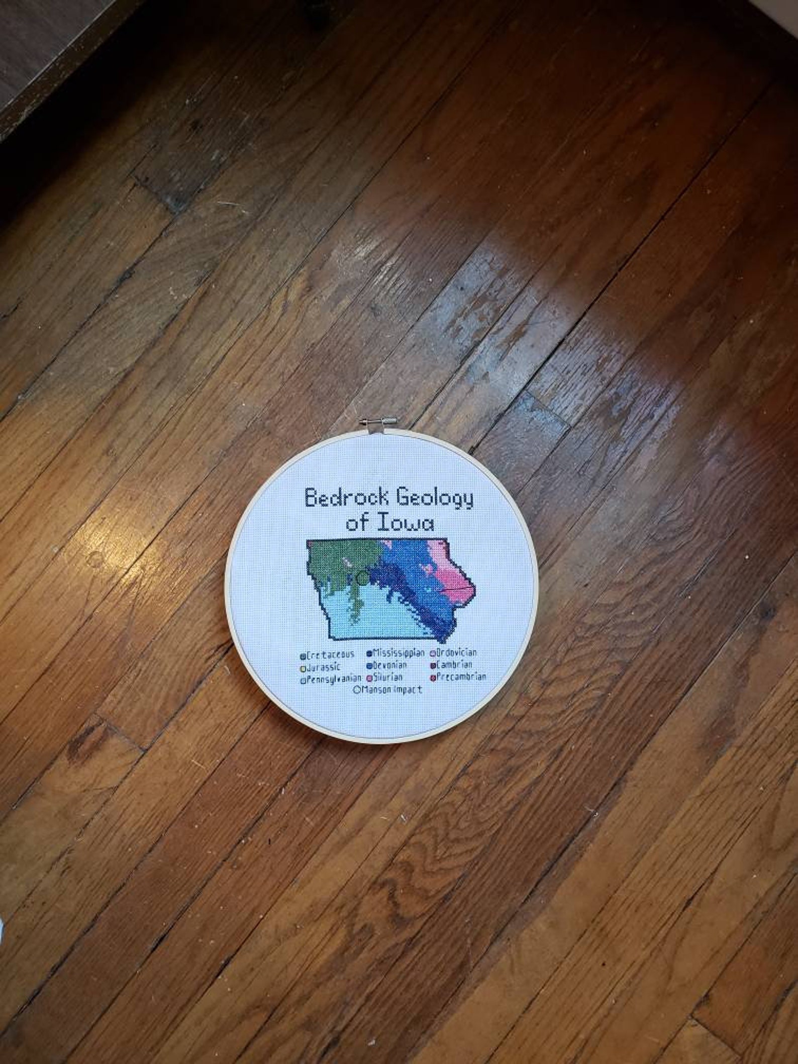 Iowa Bedrock Geology Completed Cross Stitch Framed in 10 Inch - Etsy