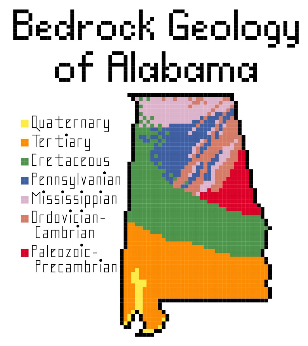 Alabama Bedrock Geology Cross Stitch PDF Pattern Download - Etsy