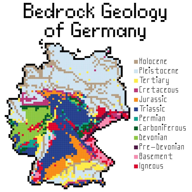 Germany Bedrock Geology Cross Stitch PDF Pattern Download - Etsy