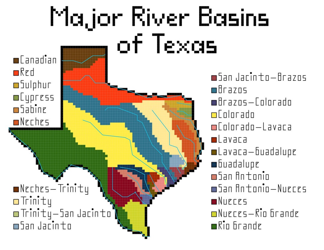Texas Watersheds Cross Stitch PDF Pattern Download - Etsy