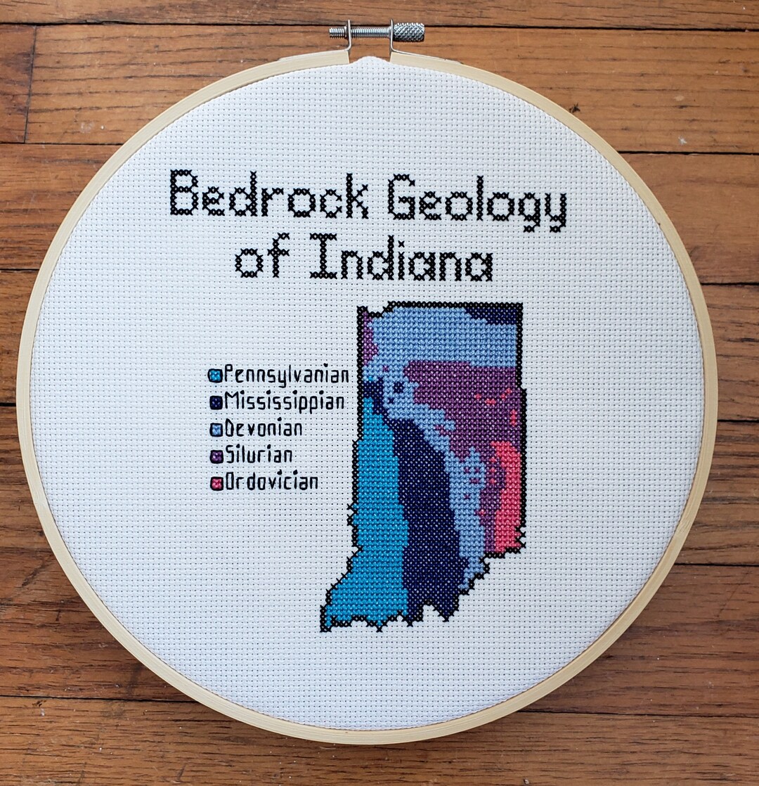 Indiana Geology Completed Cross Stitch, Framed in 9 Inch Hoop - Etsy
