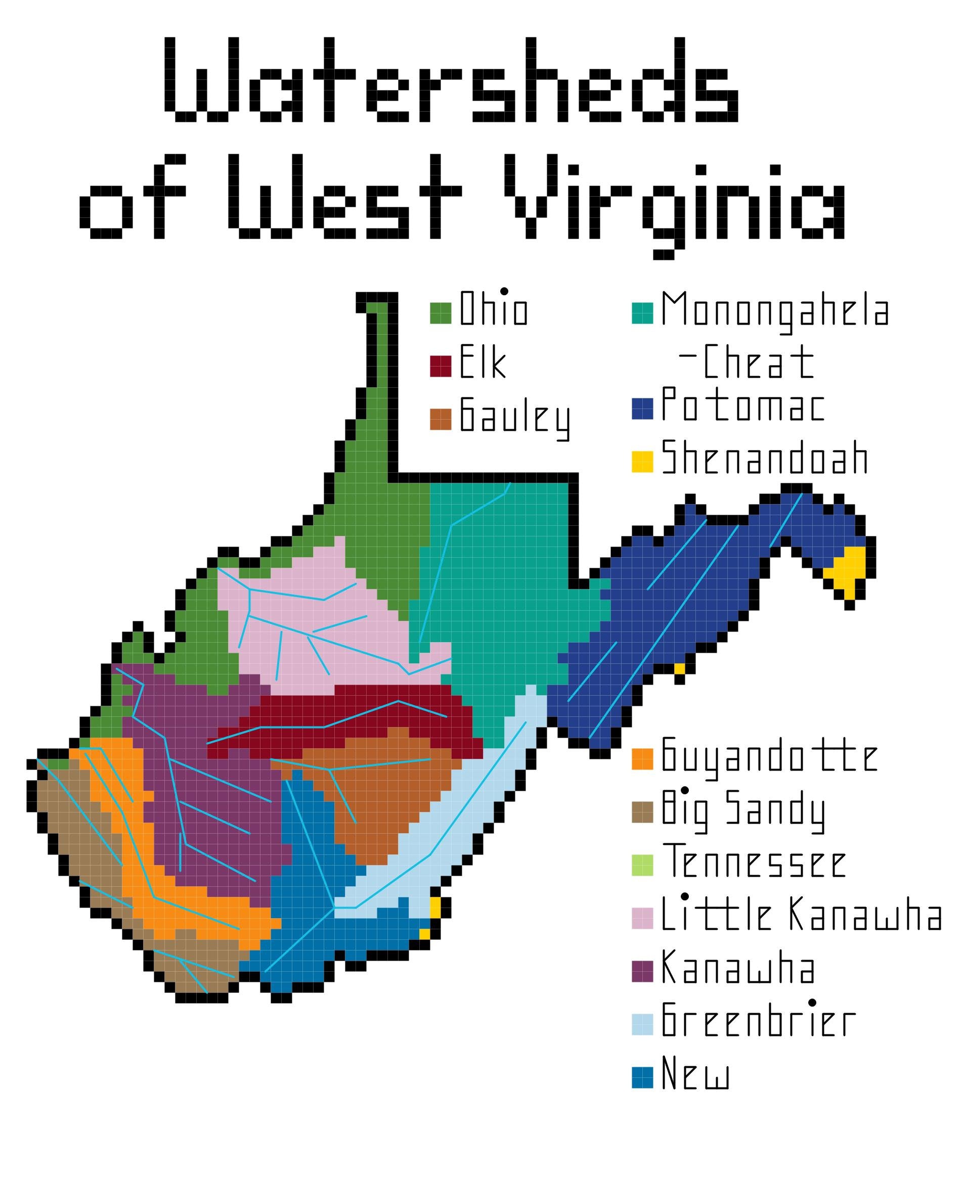 Sewing & Needlecraft West Virginia Watersheds cross stitch PDF pattern ...