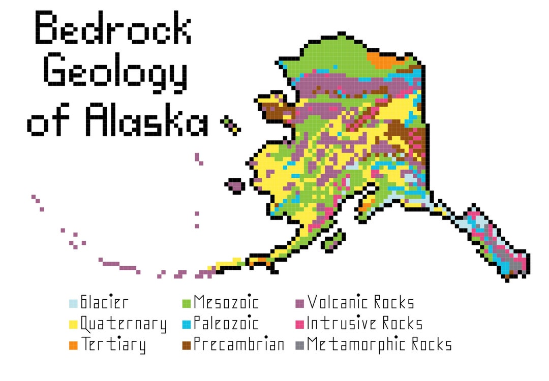Alaska Bedrock Geology Cross Stitch PDF Pattern Download - Etsy