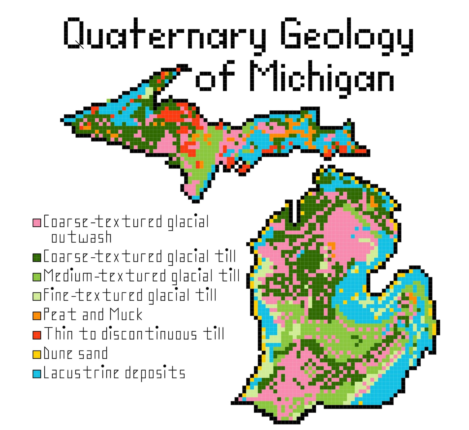 Michigan Quaternary Geology Cross Stitch PDF Pattern Download - Etsy