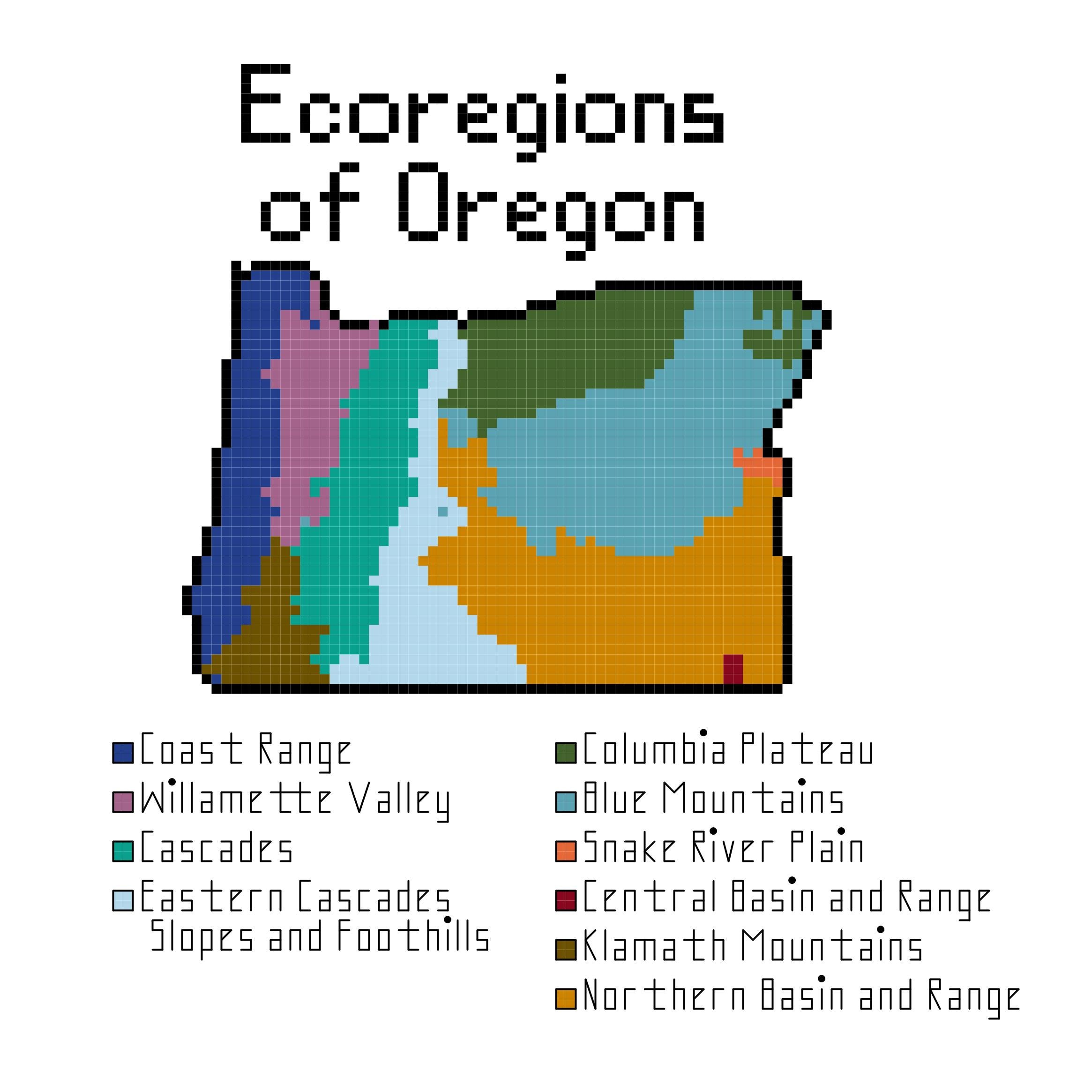 Oregon Ecoregions Cross Stitch PDF Pattern Download - Etsy