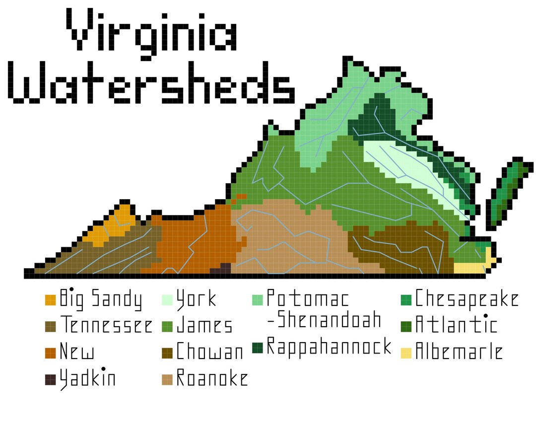 Virginia Watersheds Cross Stitch PDF Pattern Download - Etsy