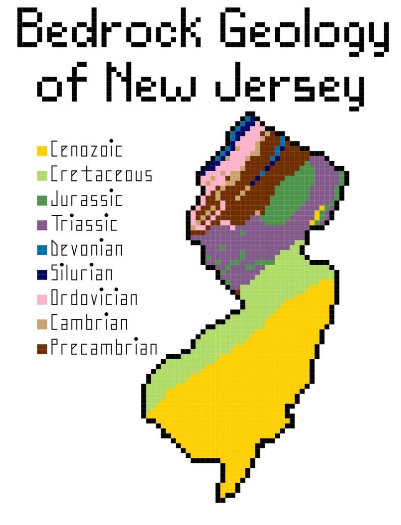 New Jersey Bedrock Geology Cross Stitch PDF Pattern Download - Etsy