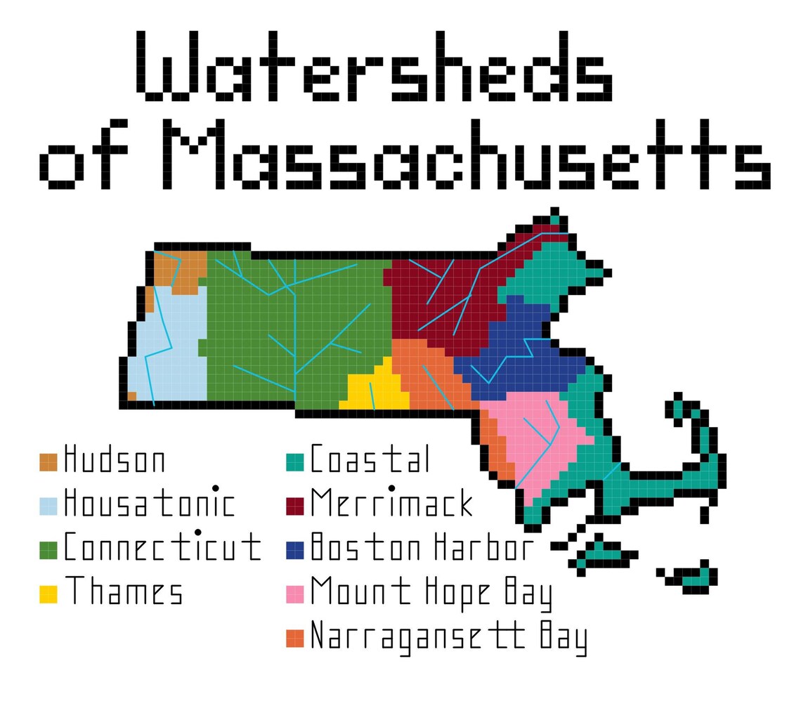 Massachusetts Watersheds Cross Stitch PDF Pattern Download - Etsy