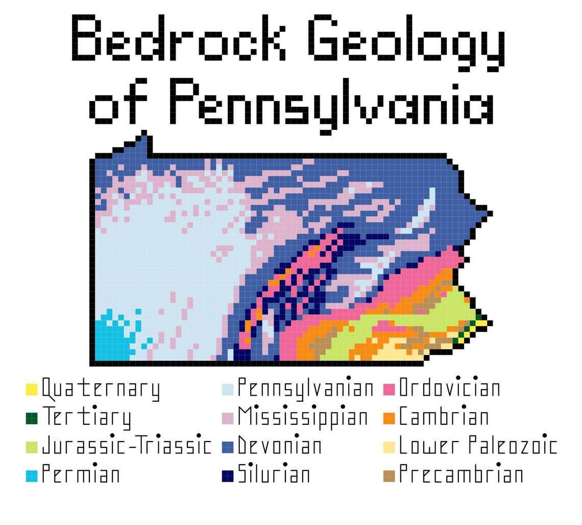 Pennsylvania Bedrock Geology Cross Stitch PDF Pattern Download - Etsy