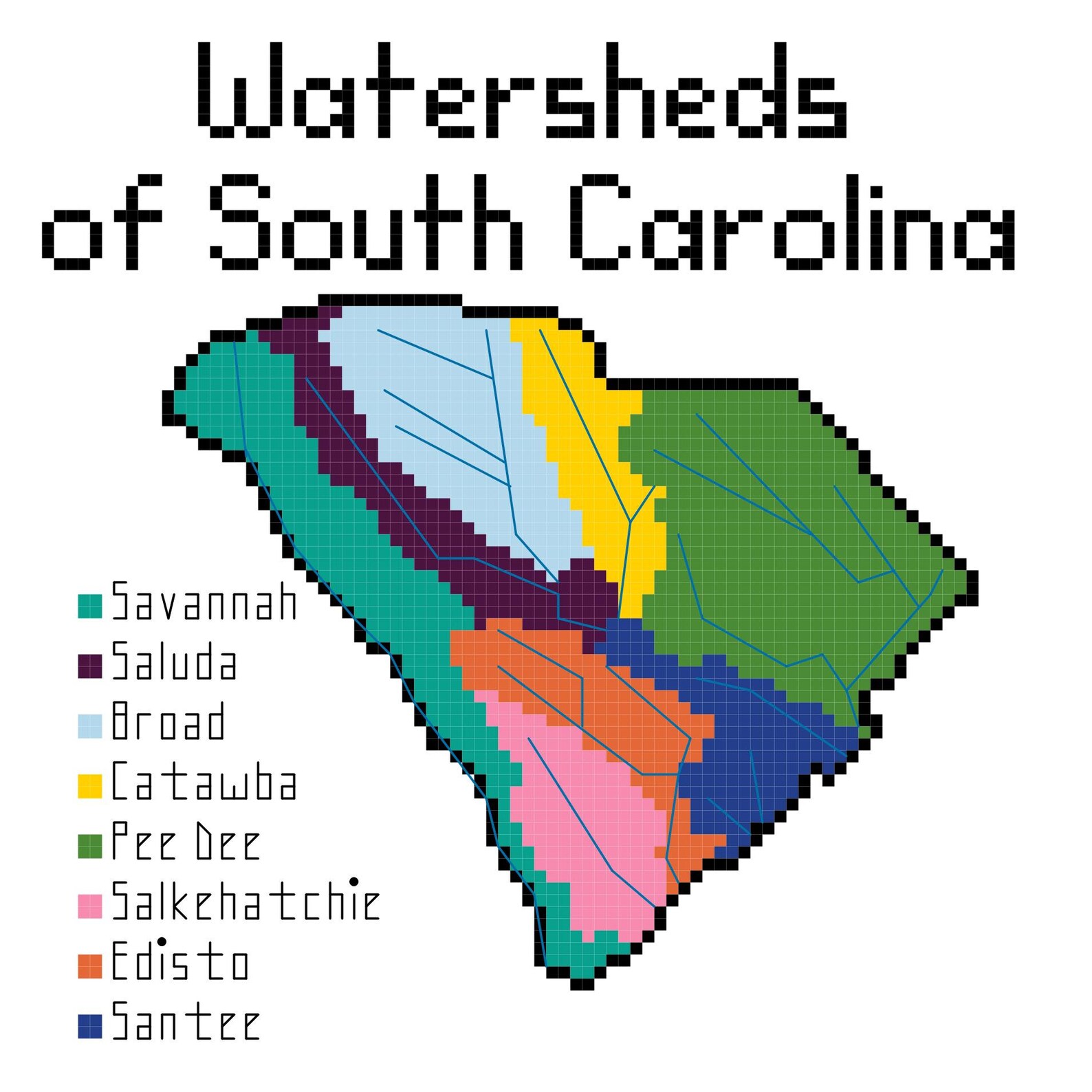 South Carolina Watersheds Cross Stitch PDF Pattern Download - Etsy