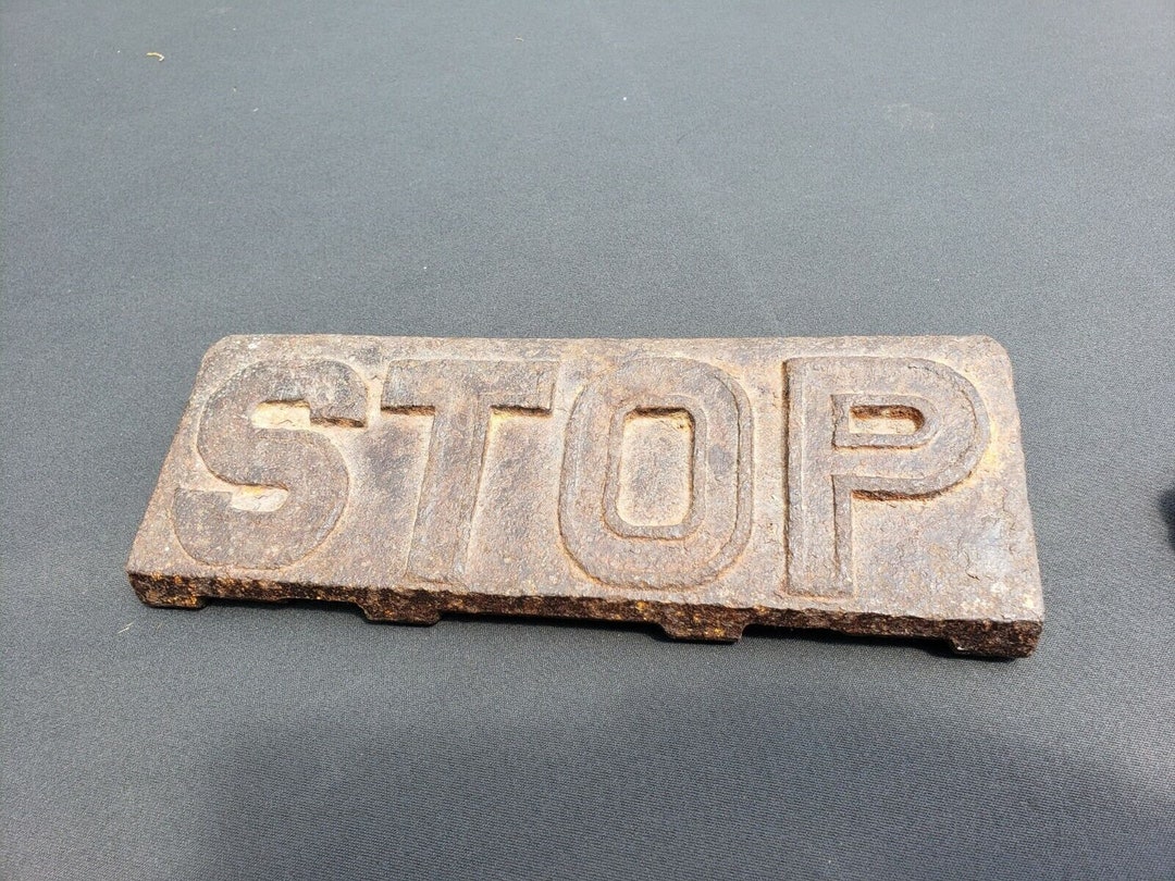 Antique Cast Iron Street Mounted Stop Sign - Etsy